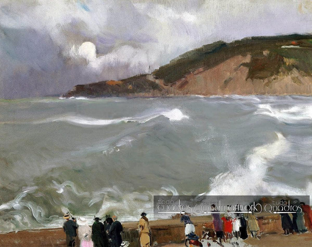 Cuadro "Rompeolas de San Sebastián" de Sorolla, óleo en la tienda.